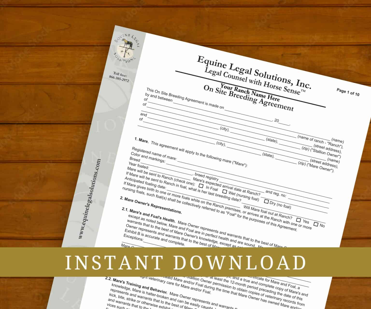 On-Site Breeding Agreement - Equine Legal Solutions