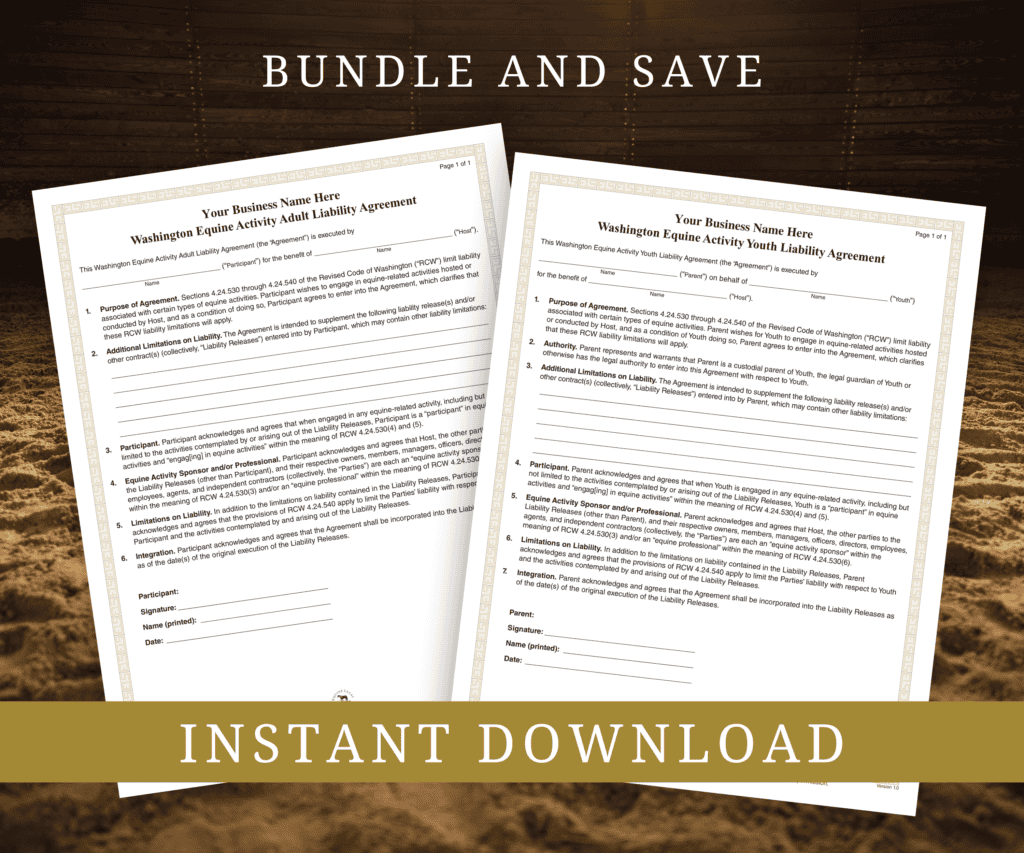 Washington State Equine Activity Agreement Bundle - Equine Legal Solutions